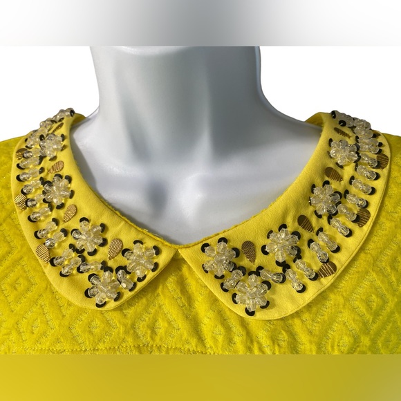 Anthropologie | Tops | Anthropologie Bright Yellow Embellished Blouse ...